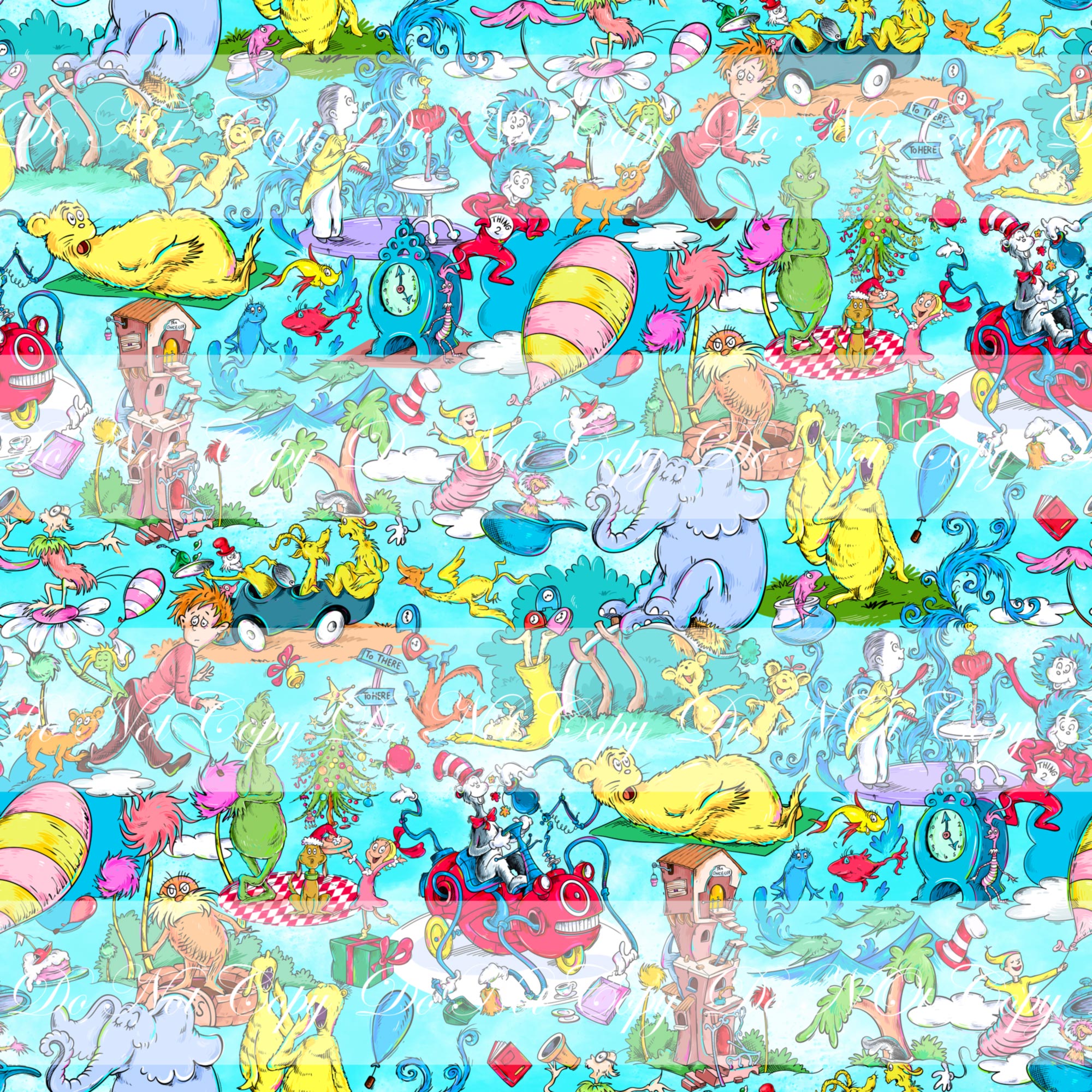 Preorder R66- Bookish/ Reading Corner - Seuss Light Blue Stacked Main ...